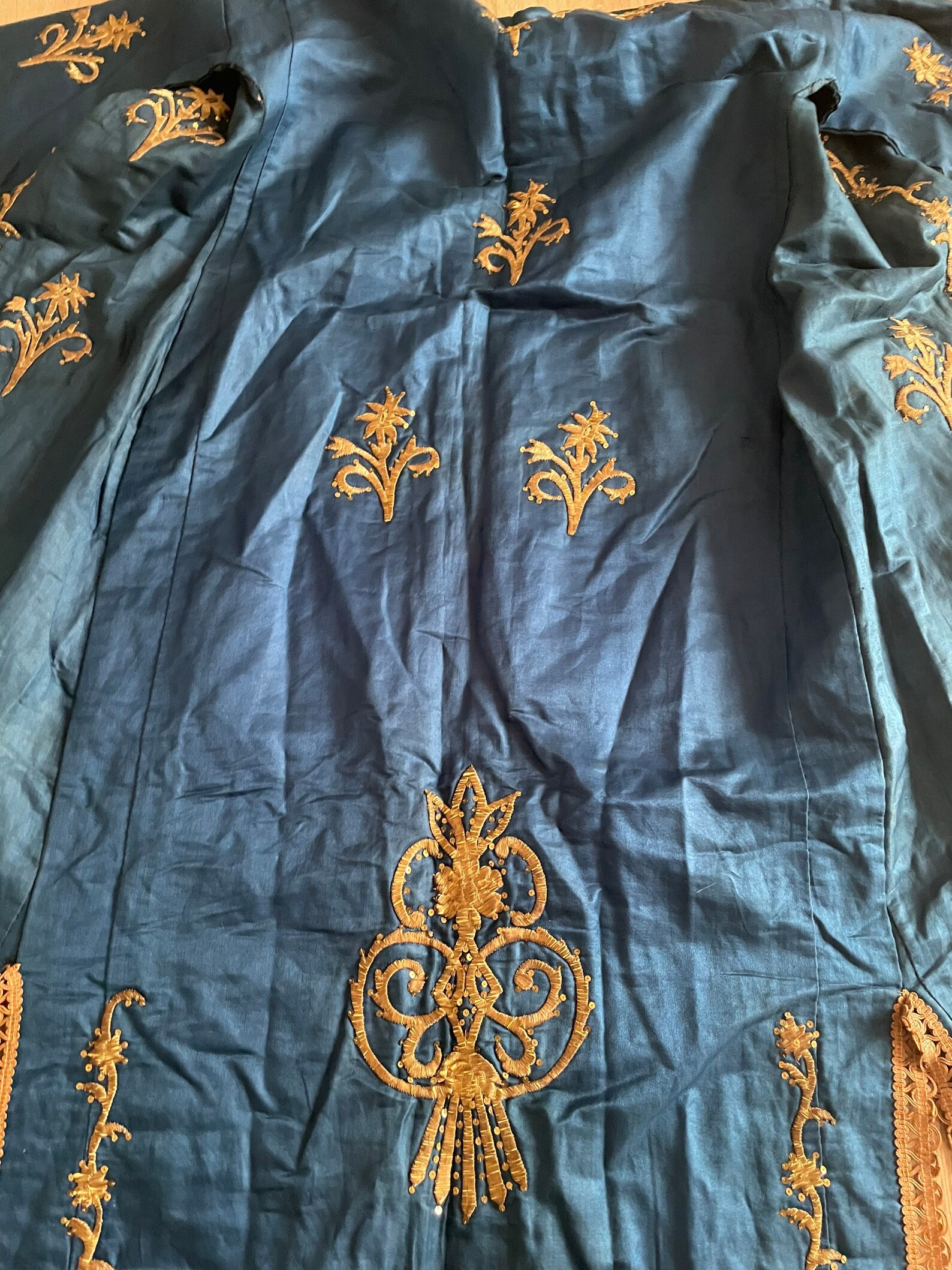 19th C Antique Ottoman Turkish Gold Metallic Hand Embroidered Silk ...