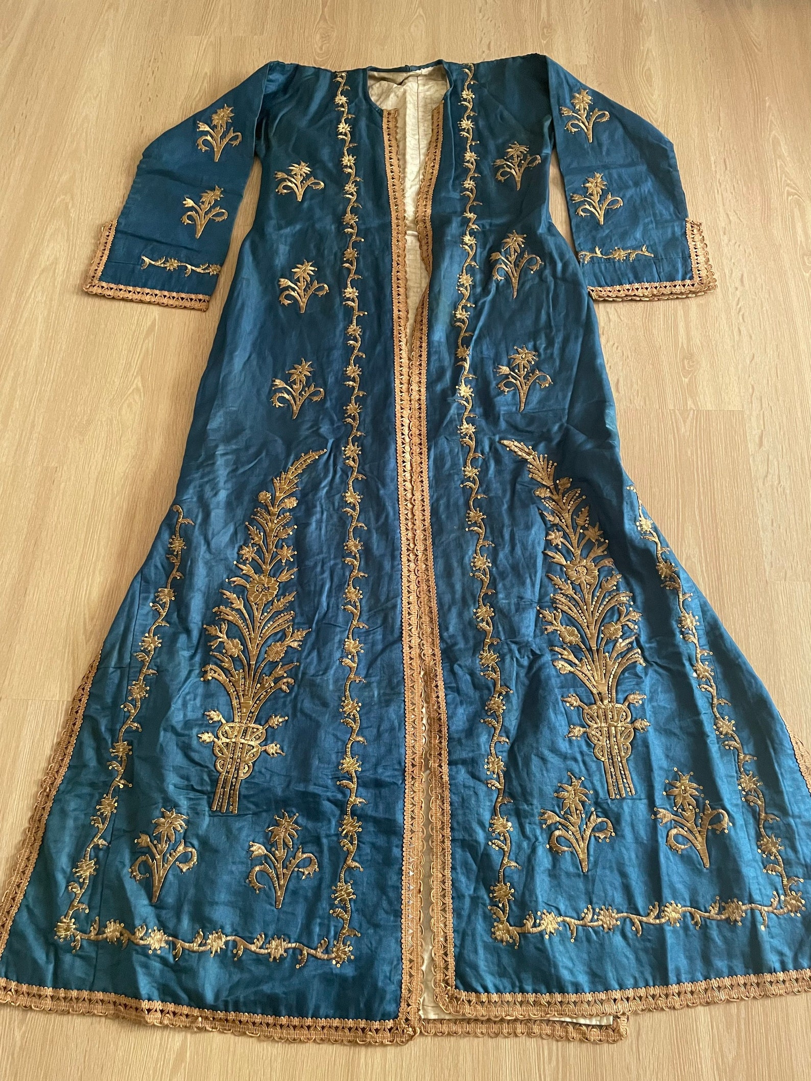 19th C Antique Ottoman Turkish Gold Metallic Hand Embroidered Silk ...