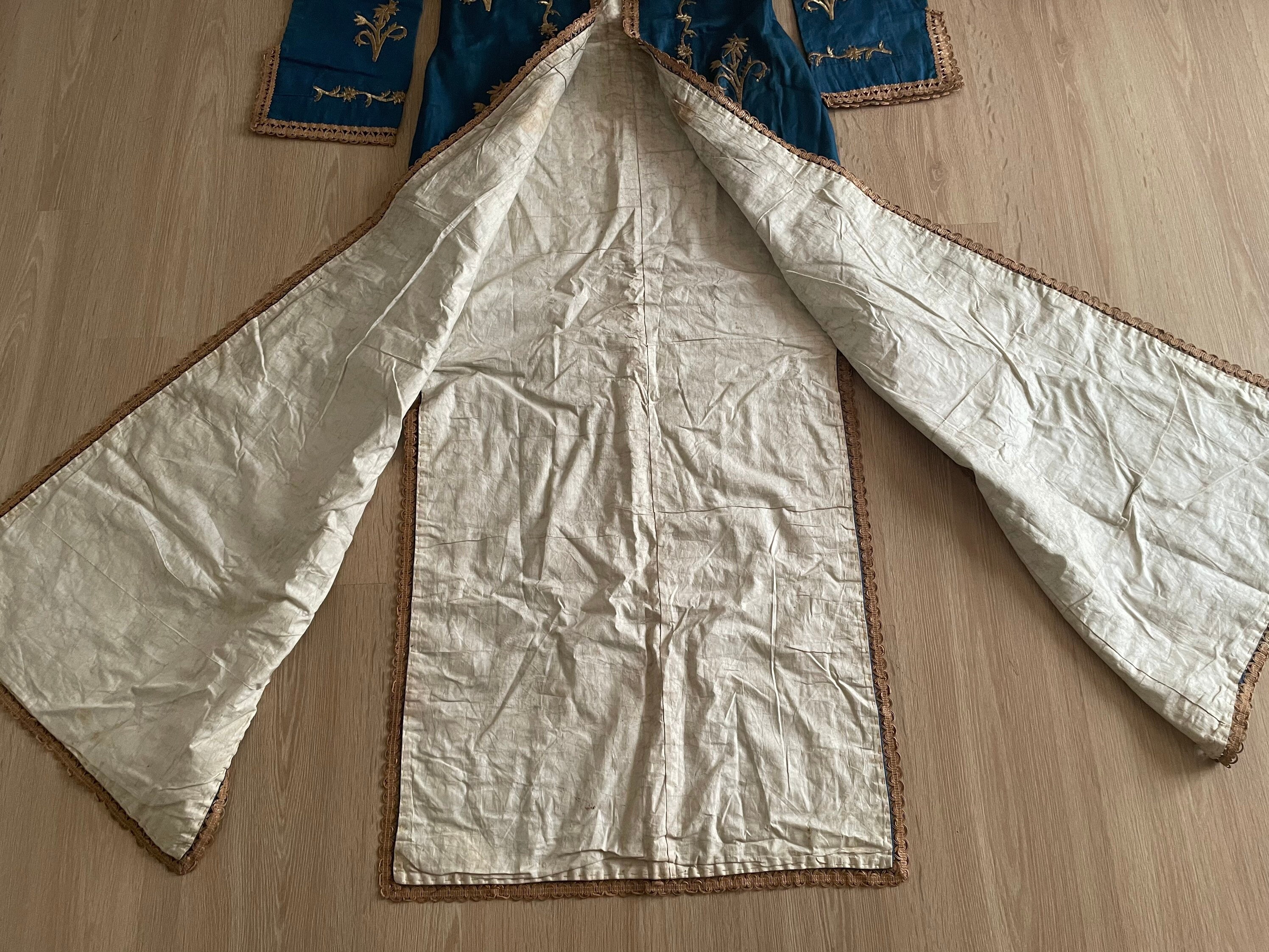 19th C Antique Ottoman Turkish Gold Metallic Hand Embroidered Silk ...