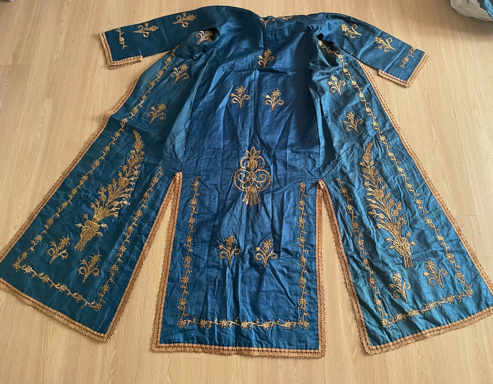 19th C Antique Ottoman Turkish Gold Metallic Hand Embroidered Silk ...