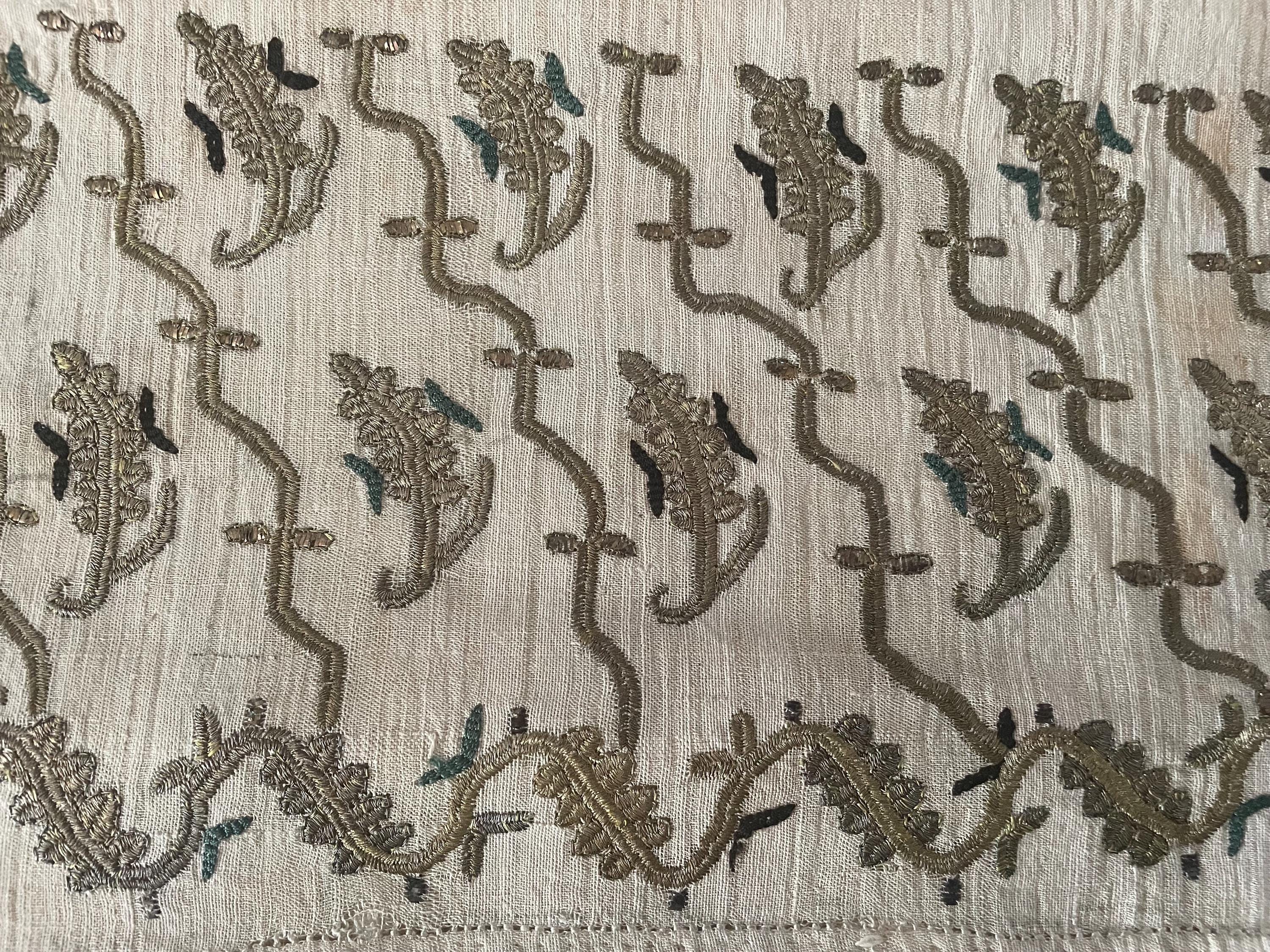 Very Large Antique Ottoman Turkish Gold Metallic Hand Embroidery on ...