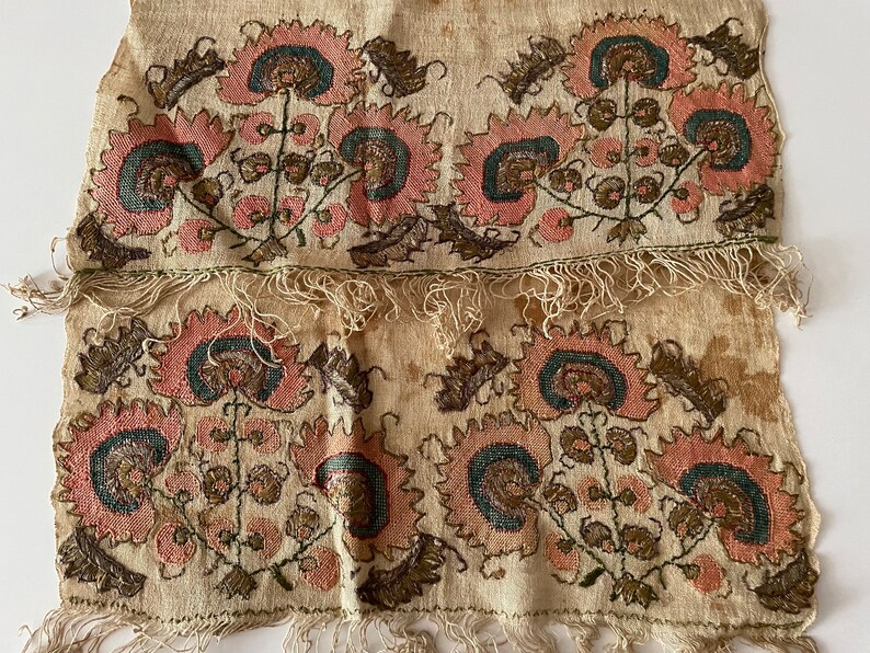 19th Cc Antique Ottoman Turkish Hand Embroidered Linen Towel W ...