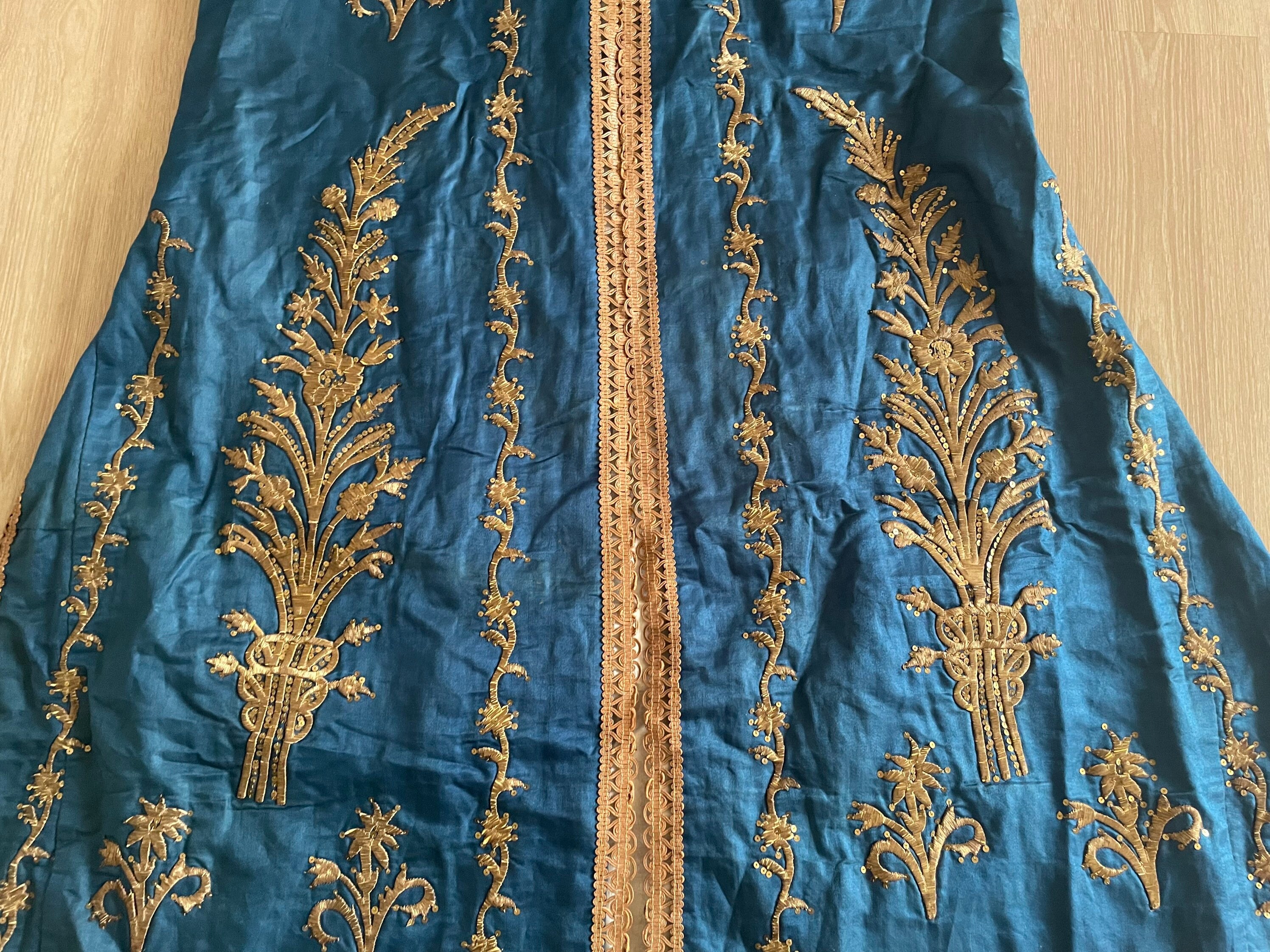19th C Antique Ottoman Turkish Gold Metallic Hand Embroidered Silk ...
