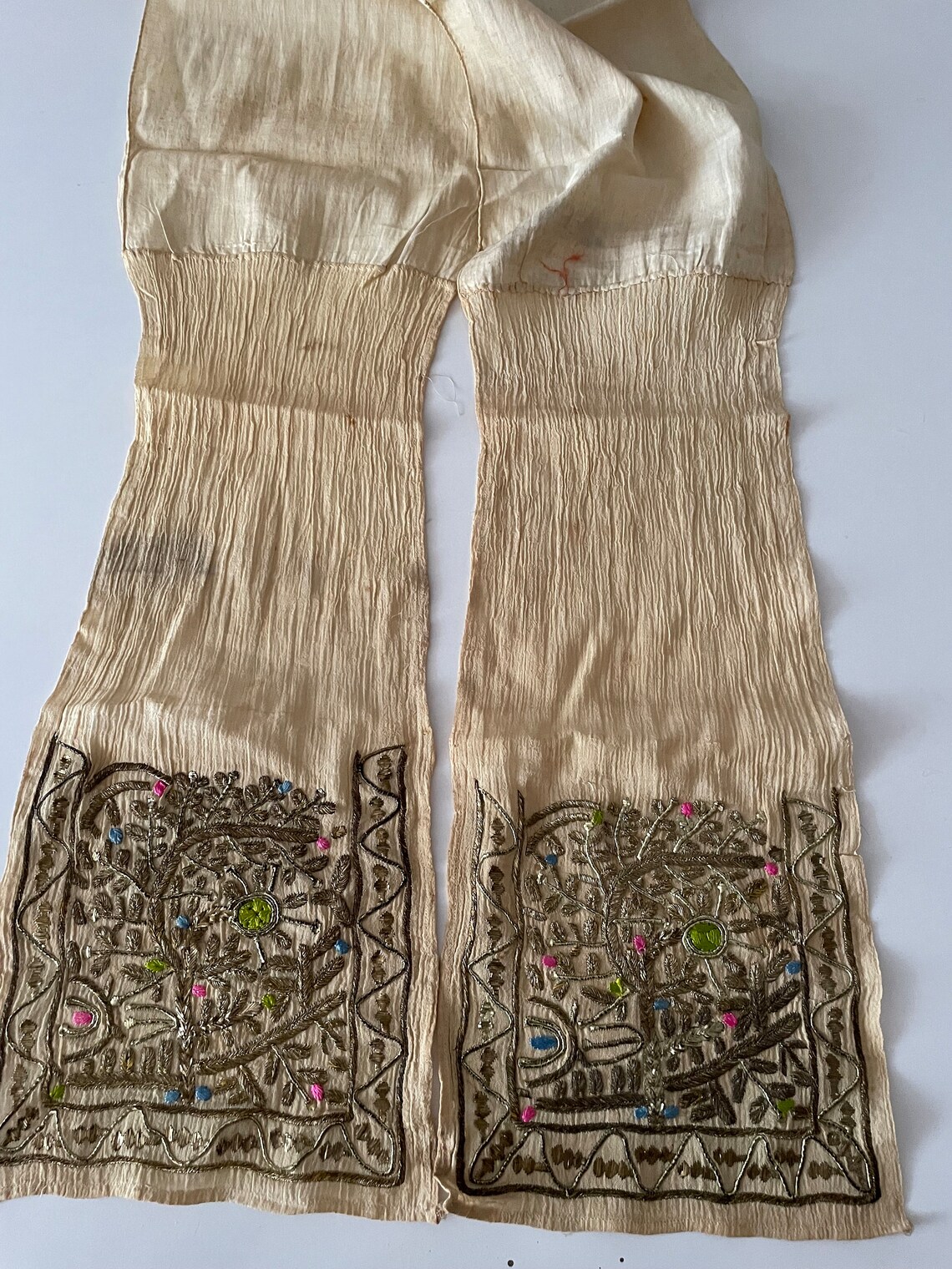 19th C Antique Ottoman Turkish Gold Metallic Hand Embroidered Linen ...