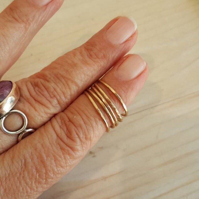 14K Gold Filled Stacking Ring Hammered Stacking Ring - Etsy