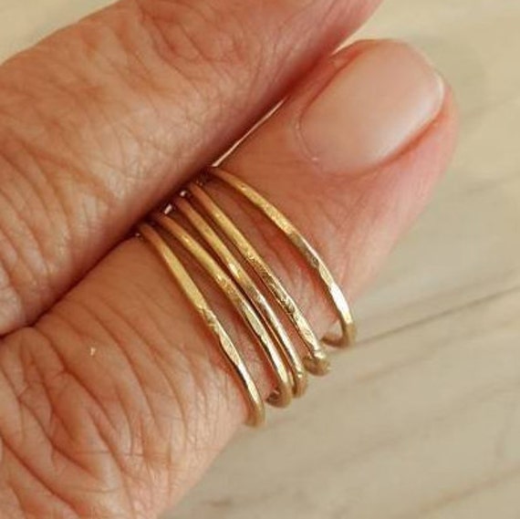 14K Gold Filled Stacking Ring Hammered Stacking Ring | Etsy