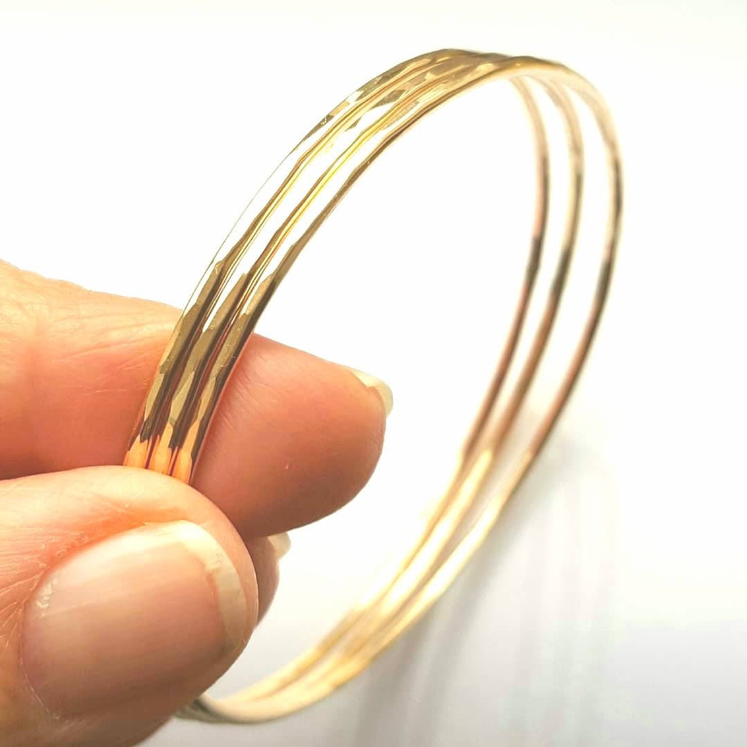 XXL Gold Filled Bangles Bracelets Set of 4 Special Size 10 - Stacking ...