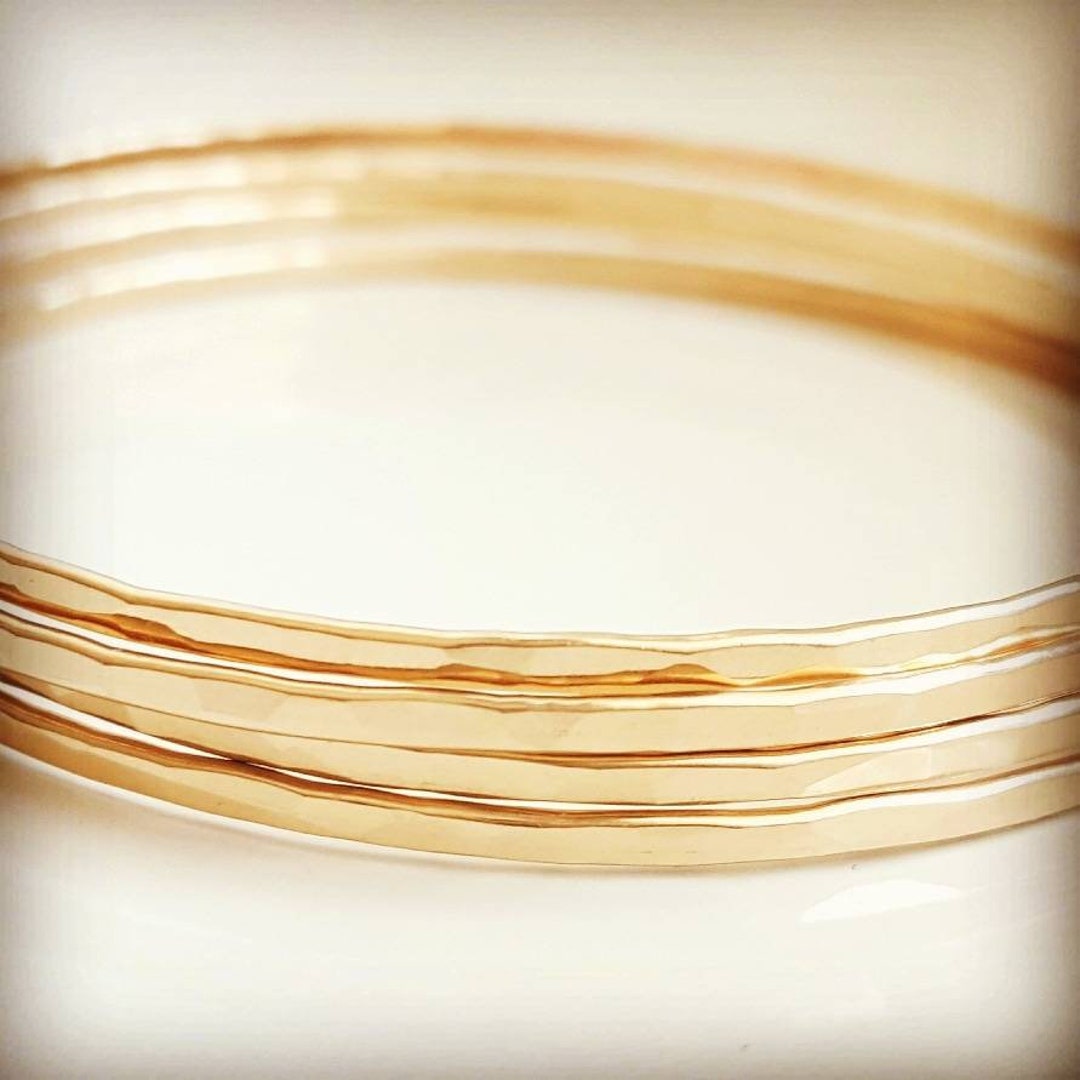 Gold Filled Bangles Bracelets Set of 4 - Stacking Bangle Bracelet ...