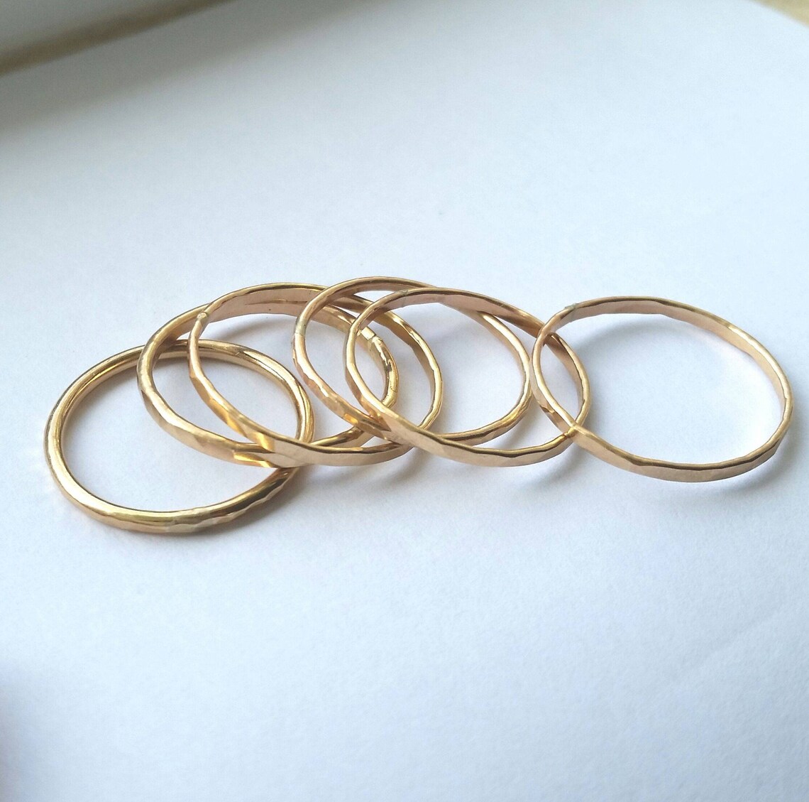 14K Gold Filled Stacking Ring Hammered Stacking Ring - Etsy