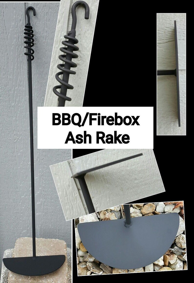 Blow Poke, Round Ash Rake & 2 Hook Hanger, Blacksmith Made, Ornate ...