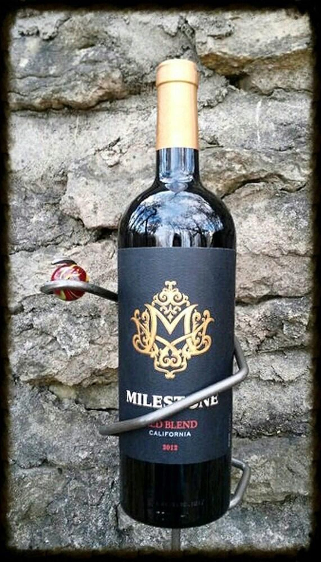 DELUXE VERSION-1 Outdoor Wine Bottle Holder Blacksmith Made-ornamental ...