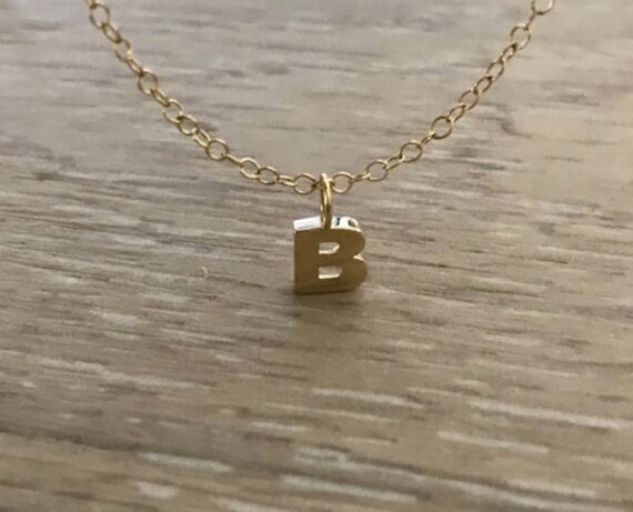 14k Gold Initial Necklace Gold Letter Alphabet Personalized | Etsy