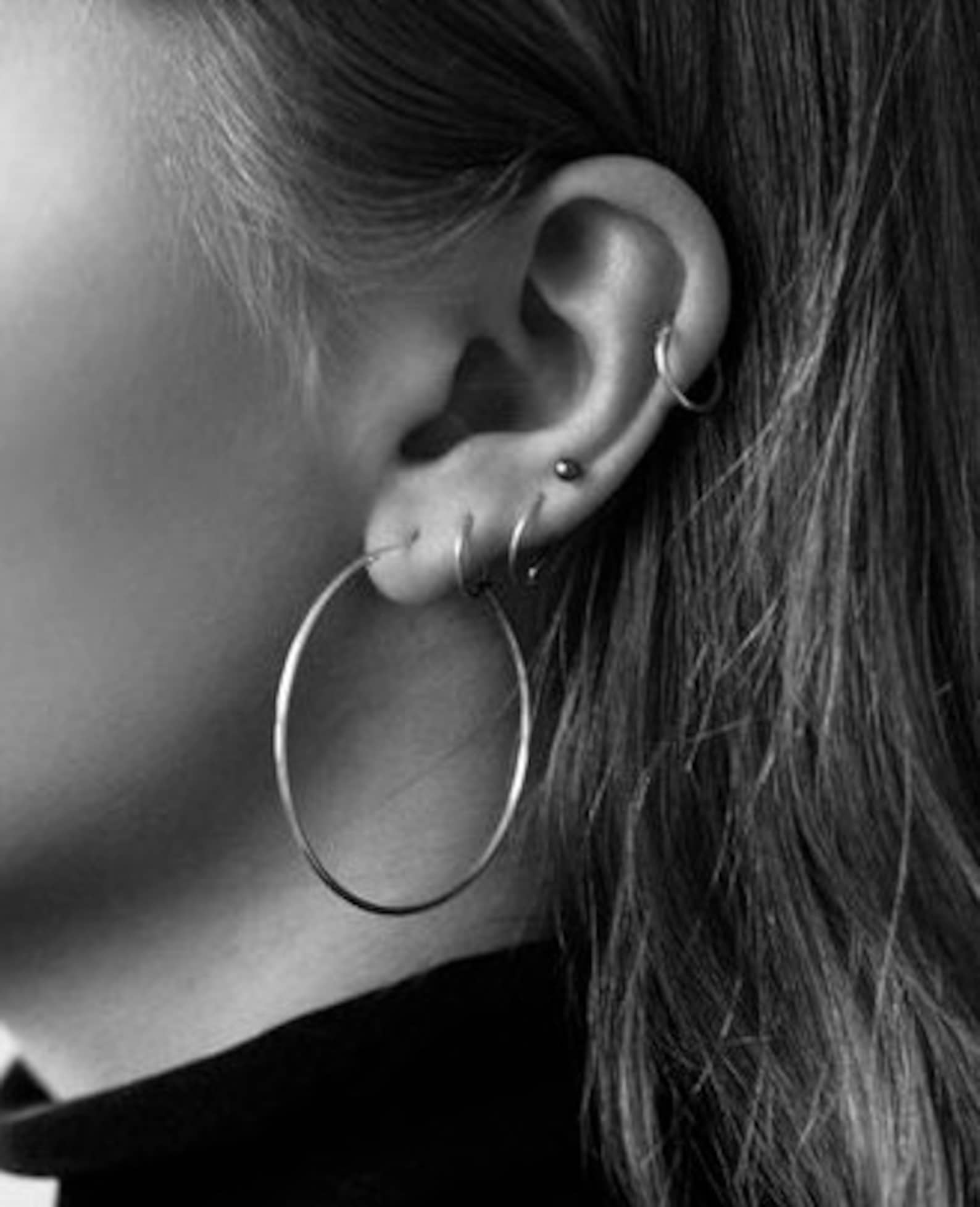 14k Gold Hoops 9mm Hoops Tiny Gold Hoops Cartilage Earring | Etsy