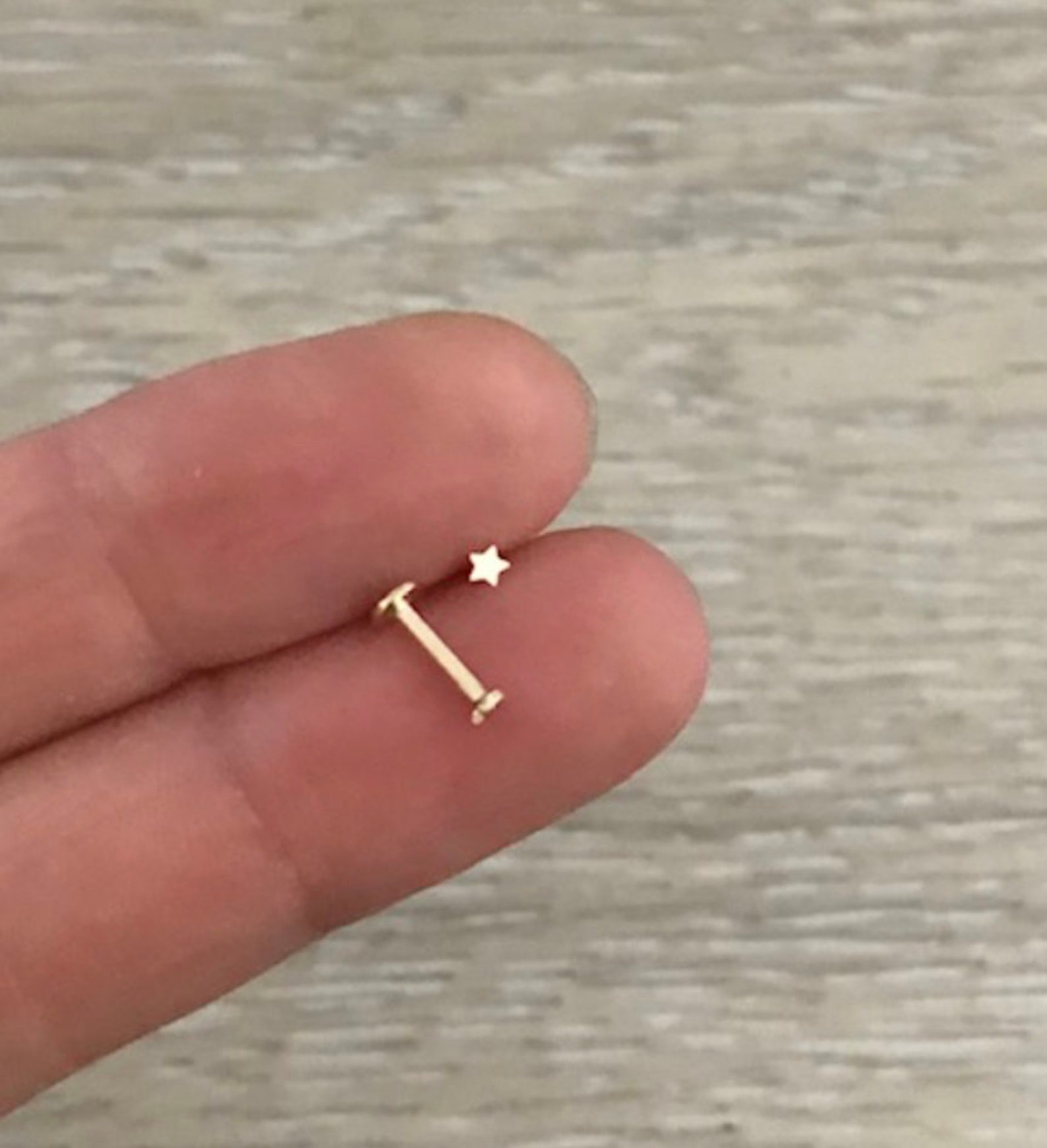 14k Gold Internally Threaded Stud Earring 2mm Tiny Star Stud - Etsy