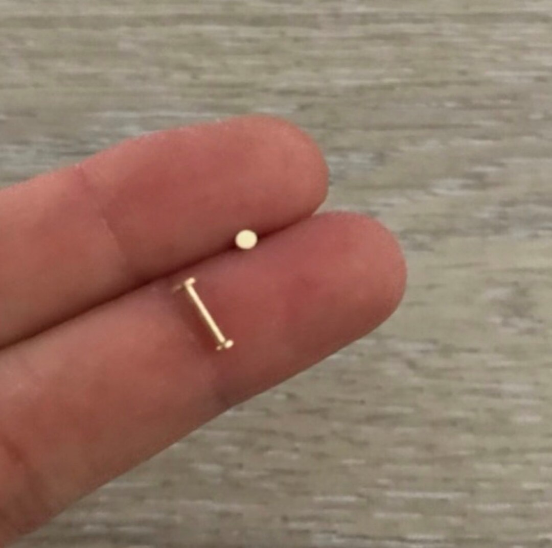 14k Gold Internally Threaded Stud Earring, 2mm Round Disc Stud Earring ...