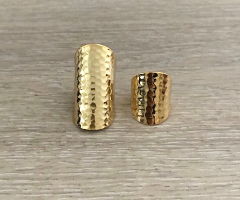 Wide Hammered Gold Adjustable Ring Gold Stacking Rings | Etsy