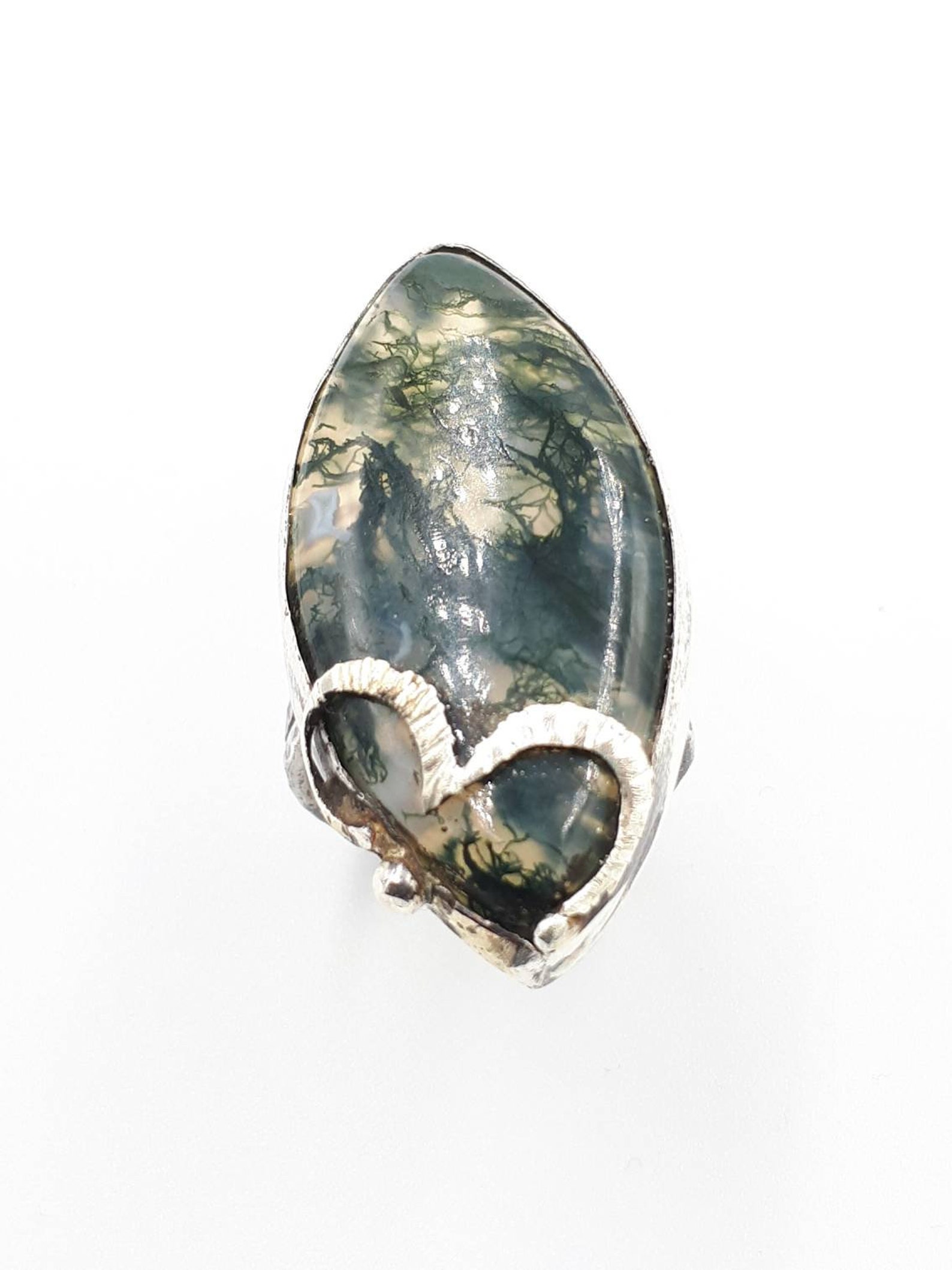 Healing Moss Agate Silver Ring .immunity-raising Ring .pain Relieving ...