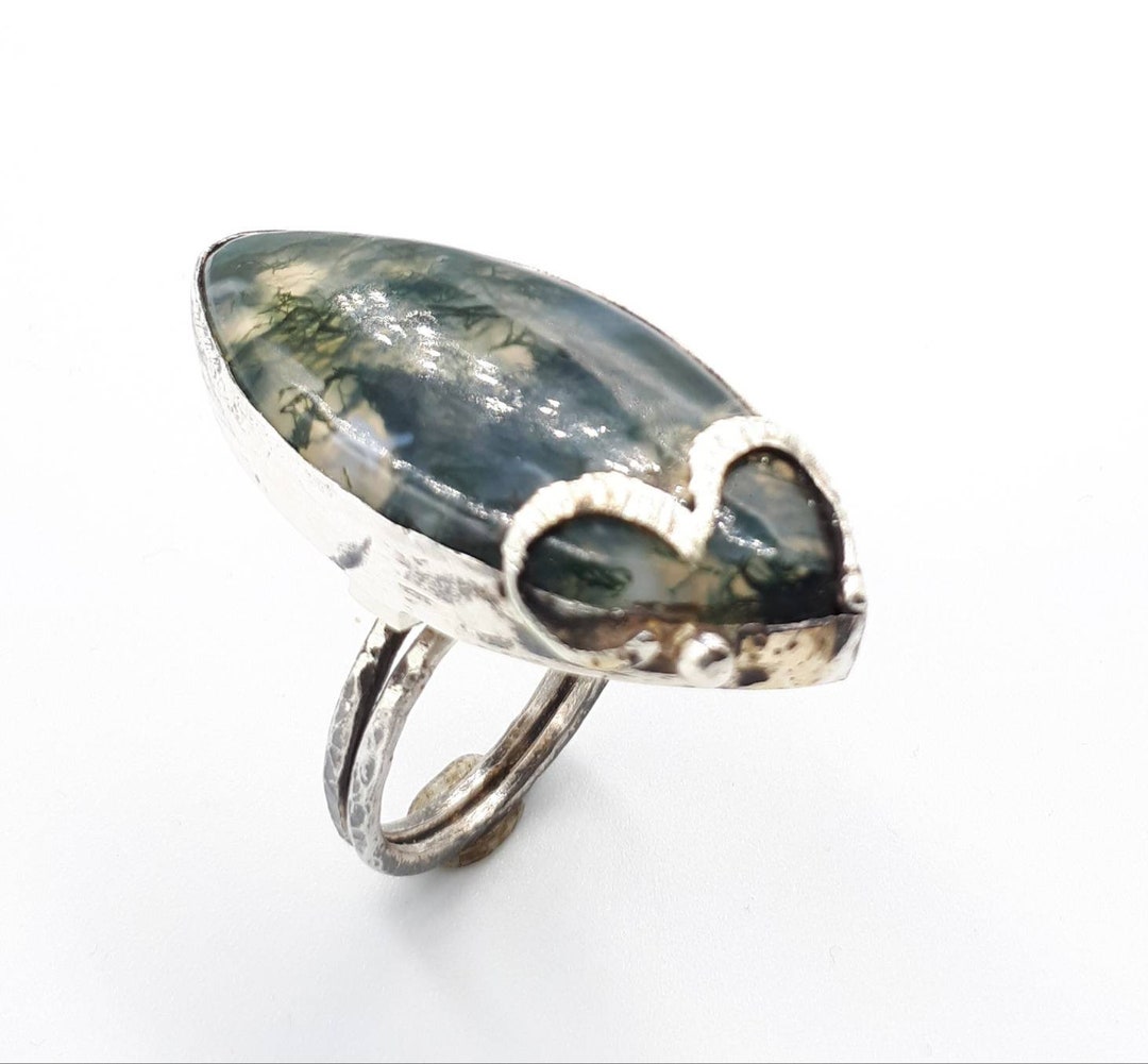 Healing Moss Agate Silver Ring .immunity-raising Ring .pain Relieving ...