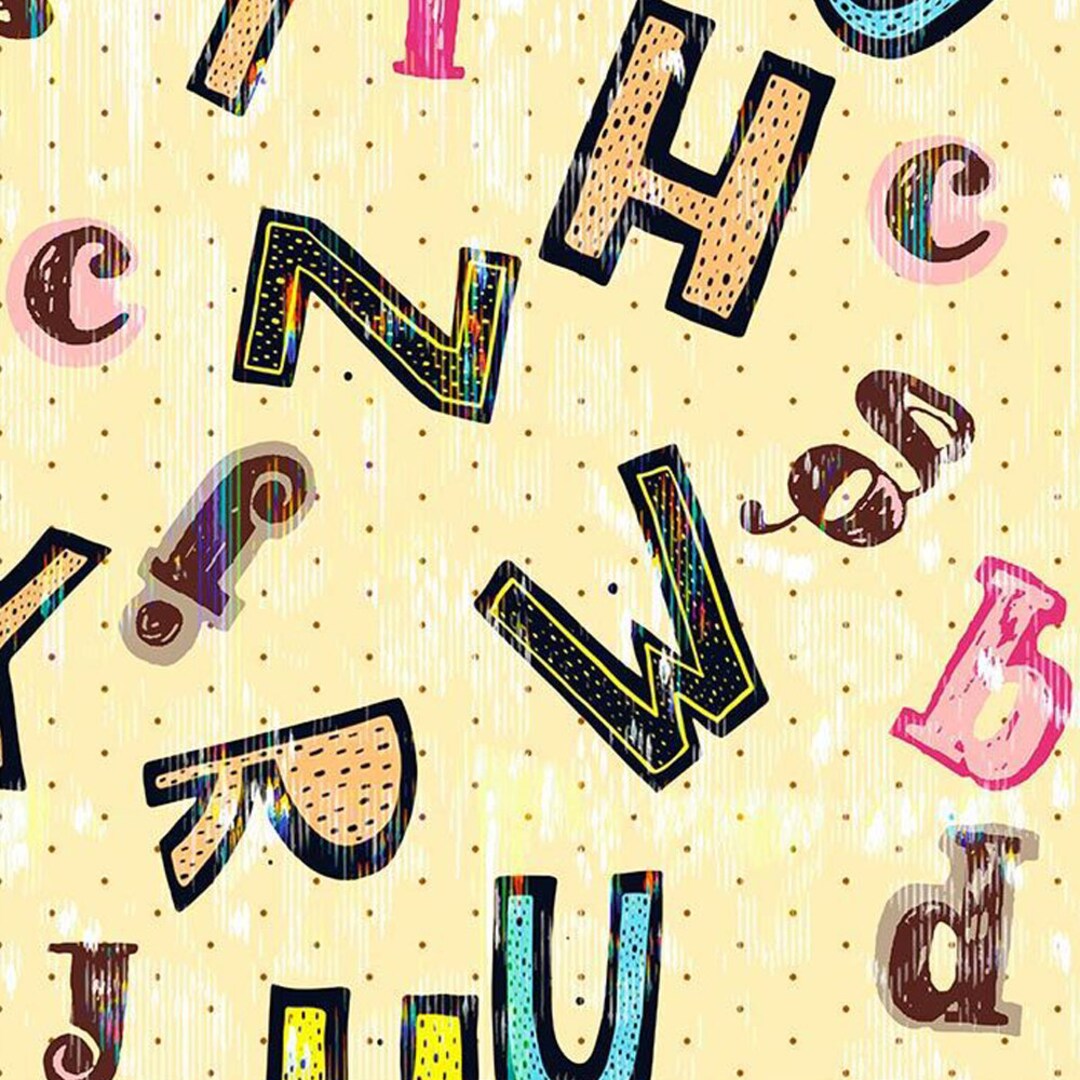 Cut Outs Letters Pattern Printed 100% Cotton Quilting Fabric by the ...