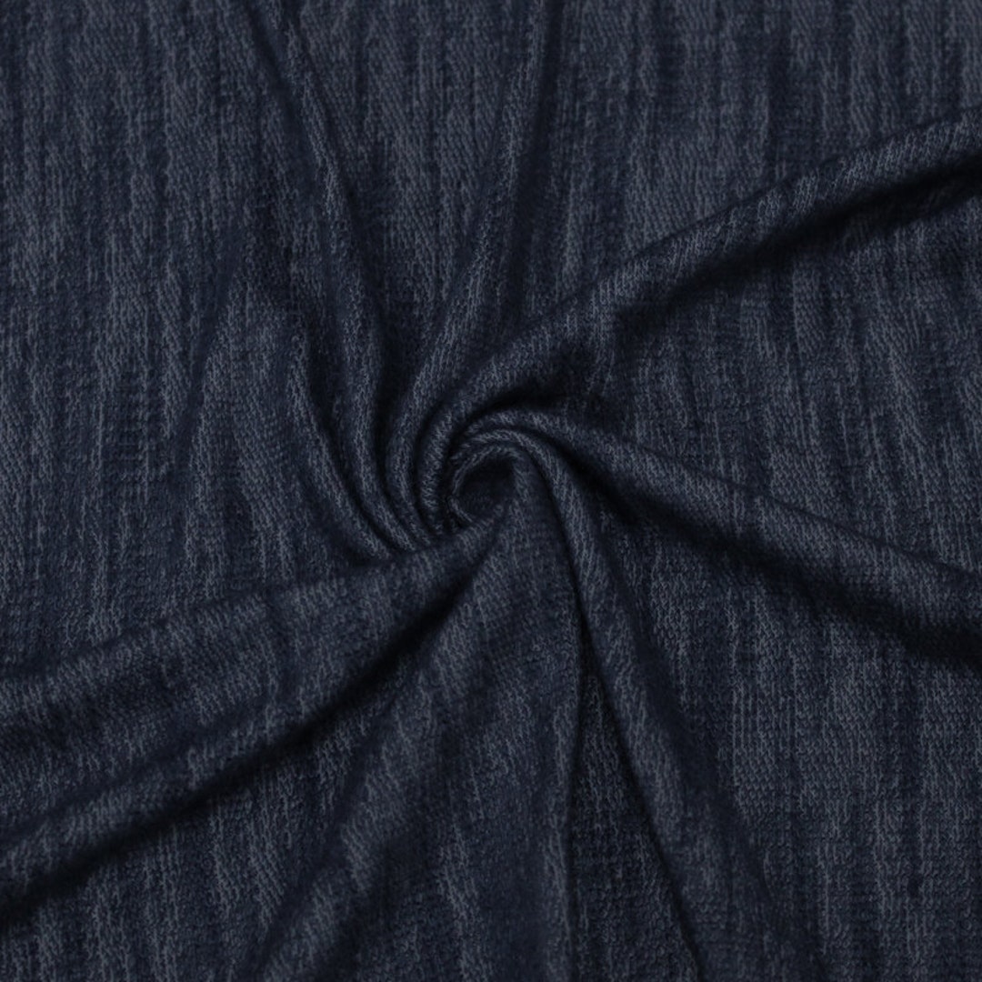 Navy French Terry Loop Rayon Poly Slub Fleece Fabric for Tops - Etsy