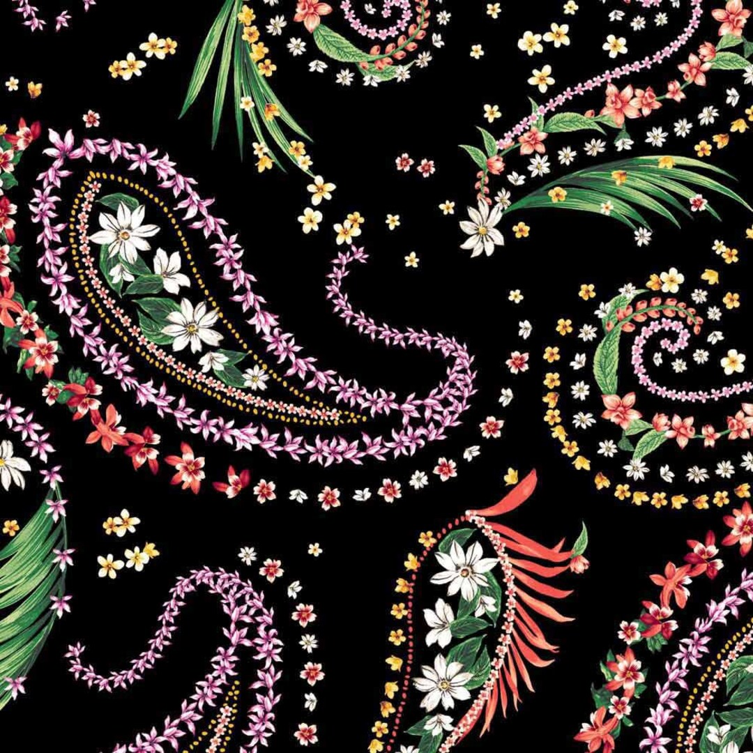 Black Fuchsia Coral Paisely Pattern Printed on ITY Stretch - Etsy