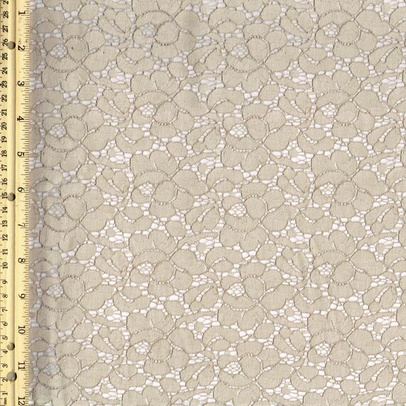 57 58 Sand Light Dahlia Floral Lace Fabric by the Yard 1 Yard Style 200. Continuous up to 100 Yards