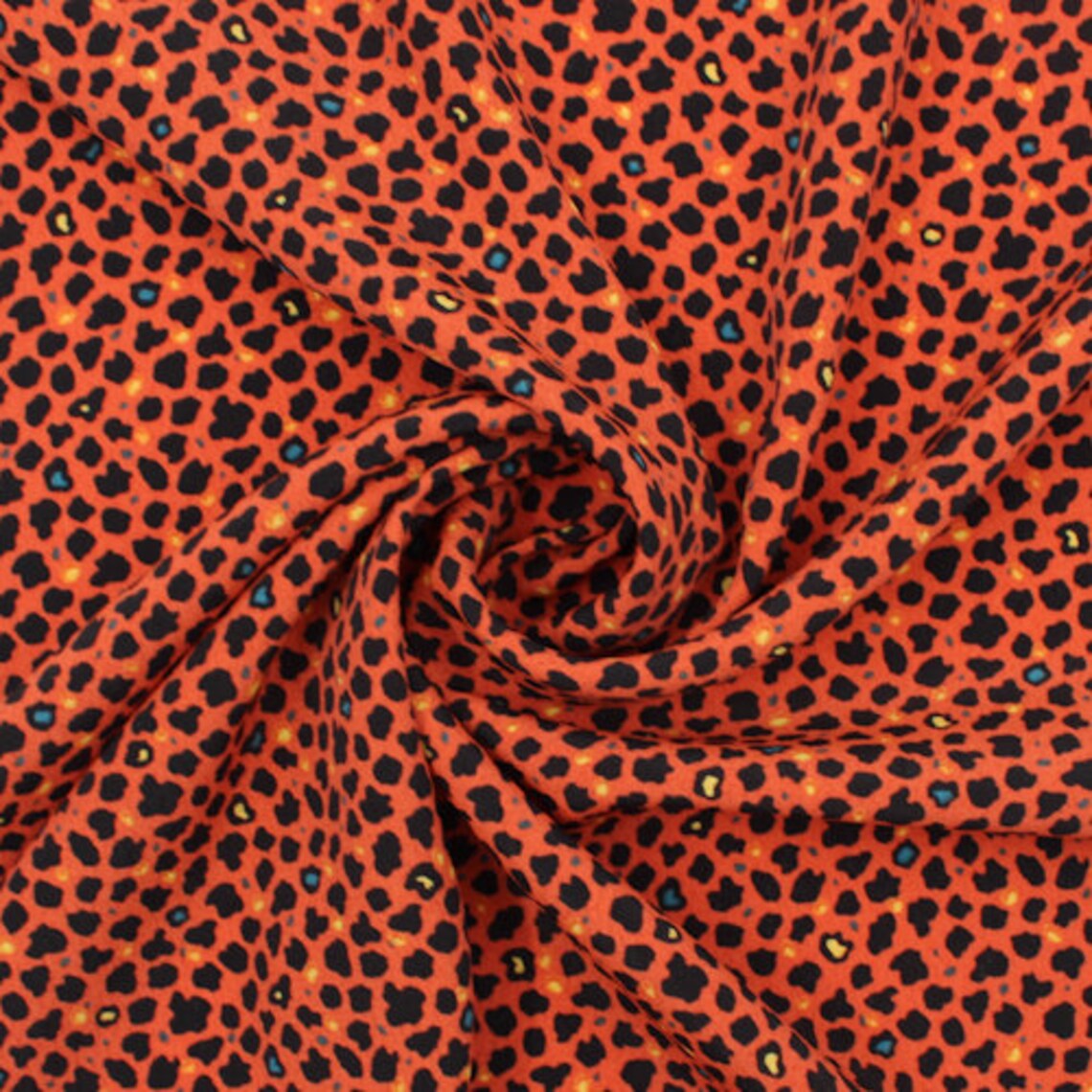 Burnt Orange With Black Cheetah Skin Pattern Printed Poly Moroccan ...