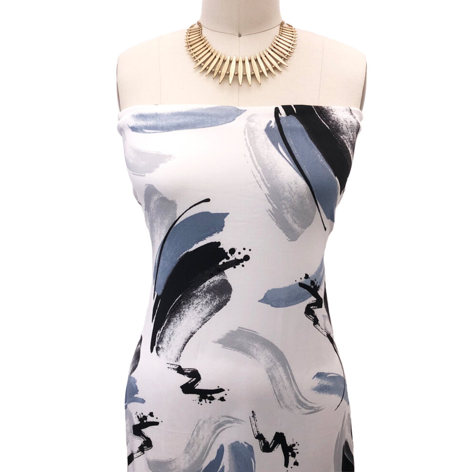 Off White Blue Abstract Pattern Printed Double-sided Brushed - Etsy