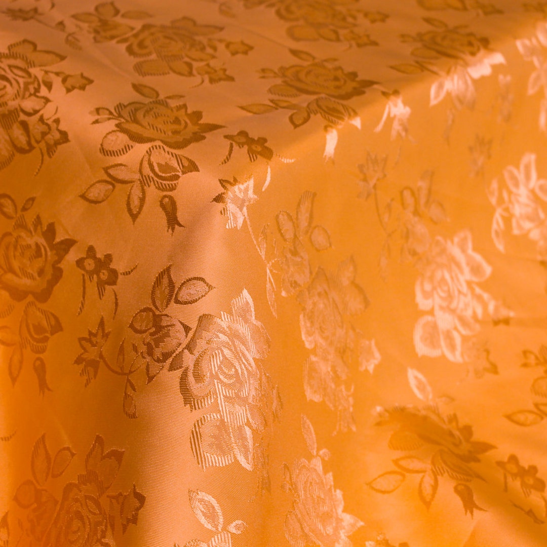 Orange Floral Jacquard Brocade Satin Fabric by the Yard Style 3006 - Etsy