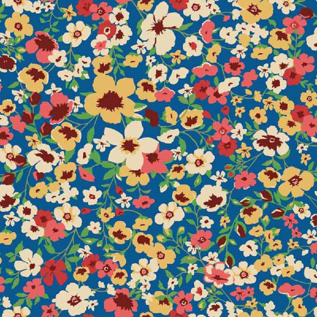 Teal Yellow Ditsy Floral Pattern Printed on Poly Rayon Jersey - Etsy