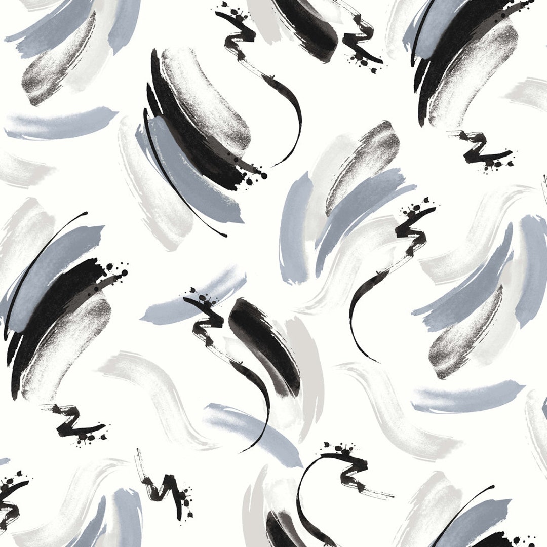 Off White Blue Abstract Pattern Printed Double-sided Brushed DTY ...