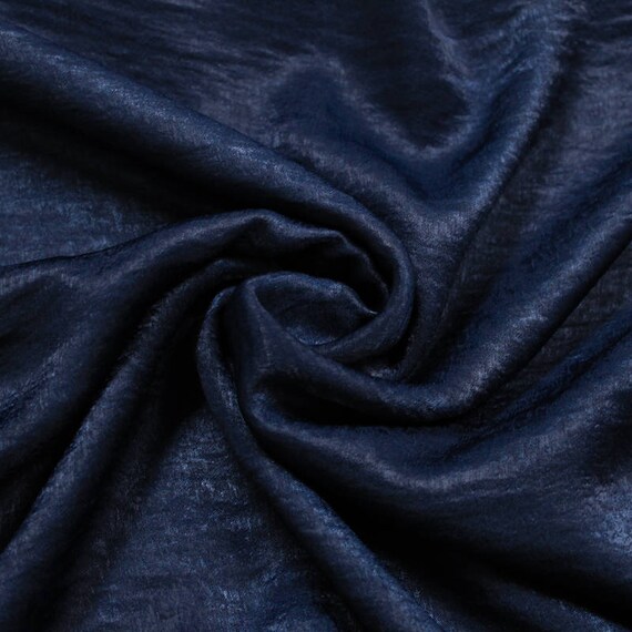 Navy B Soft Poly Sand Wash Satin Fabric by the Yard Style | Etsy