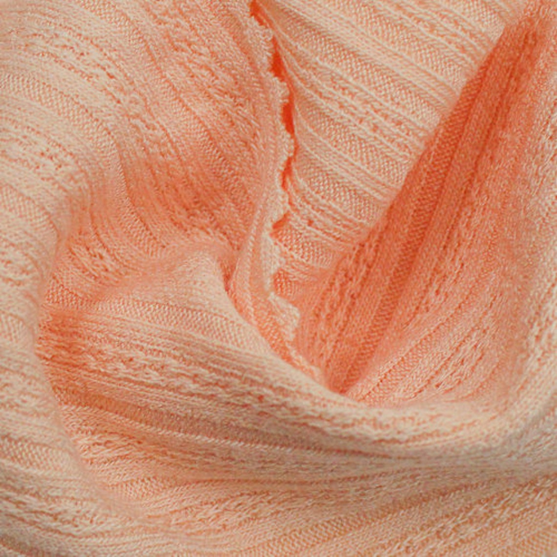 Peach Light Rayon Spandex Pointelle Rib Knit Fabric by the | Etsy