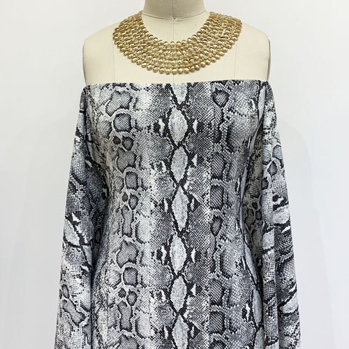 Off White Grey Snake Skin Design Printed Scuba Crepe Techno | Etsy