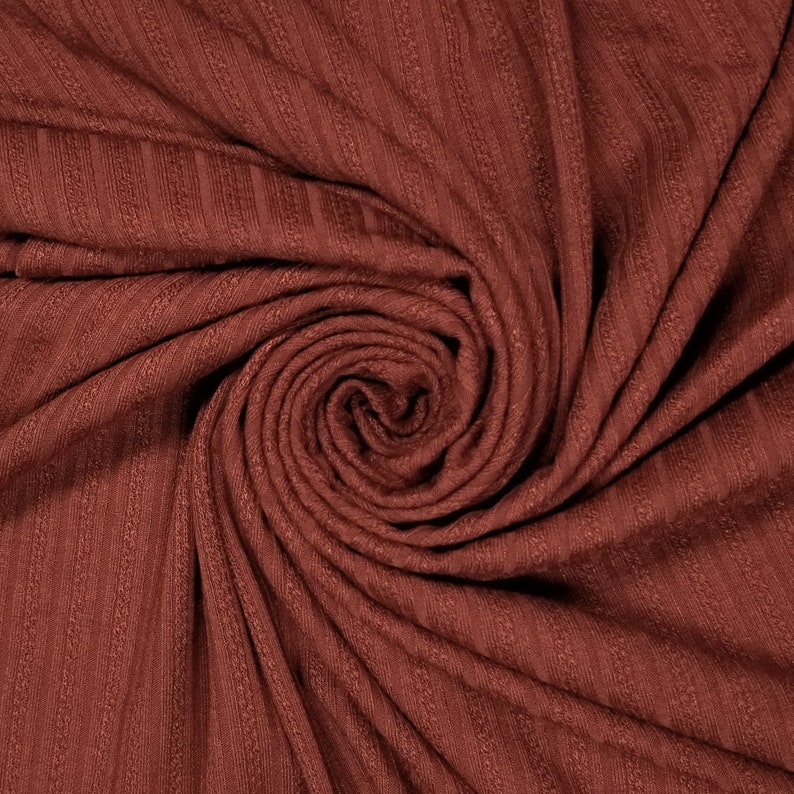 Brick Pale Rayon Spandex Pointelle Rib Knit Fabric by the | Etsy