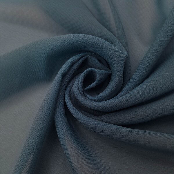 Steel Blue Chiffon Fabric - Etsy