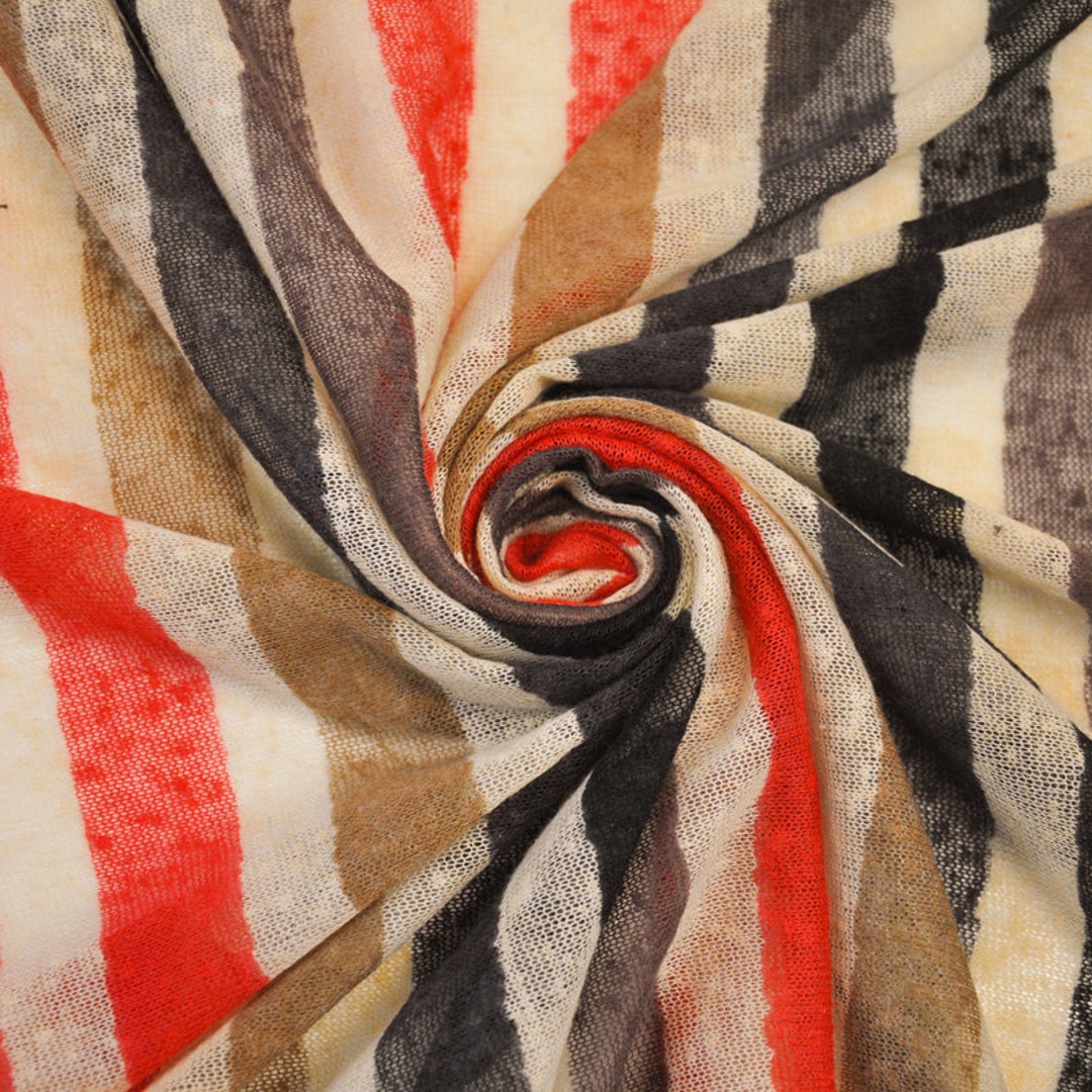 Red/dark Blue Stripe Jersey Knit Fabric Stripe 4 Way Stretch Jersey ...