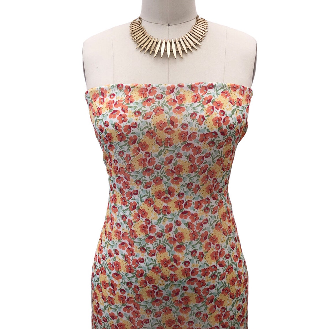 Off White Orange Ditsy Floral Pattern Printed on 100% Poly - Etsy