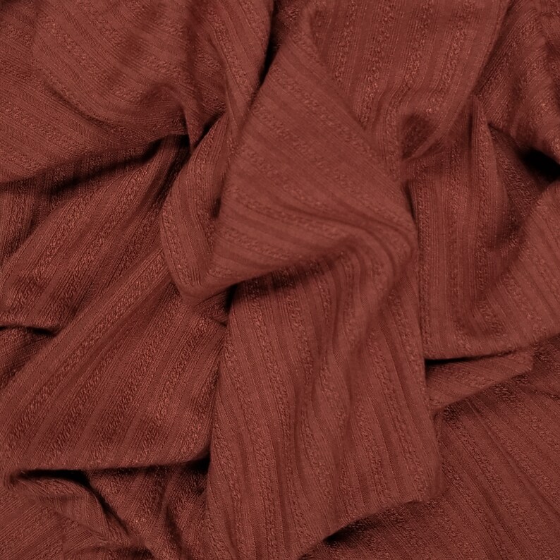 Brick Pale Rayon Spandex Pointelle Rib Knit Fabric by the | Etsy