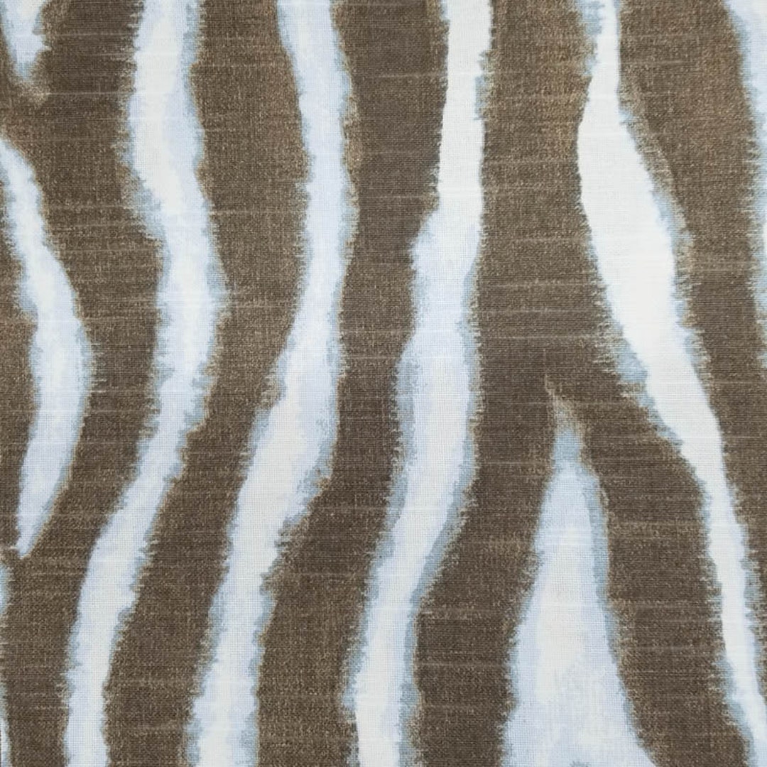 Blue and Taupe Zebra Stripes Drapery Upholstery on 45'' Canvas Fabric ...