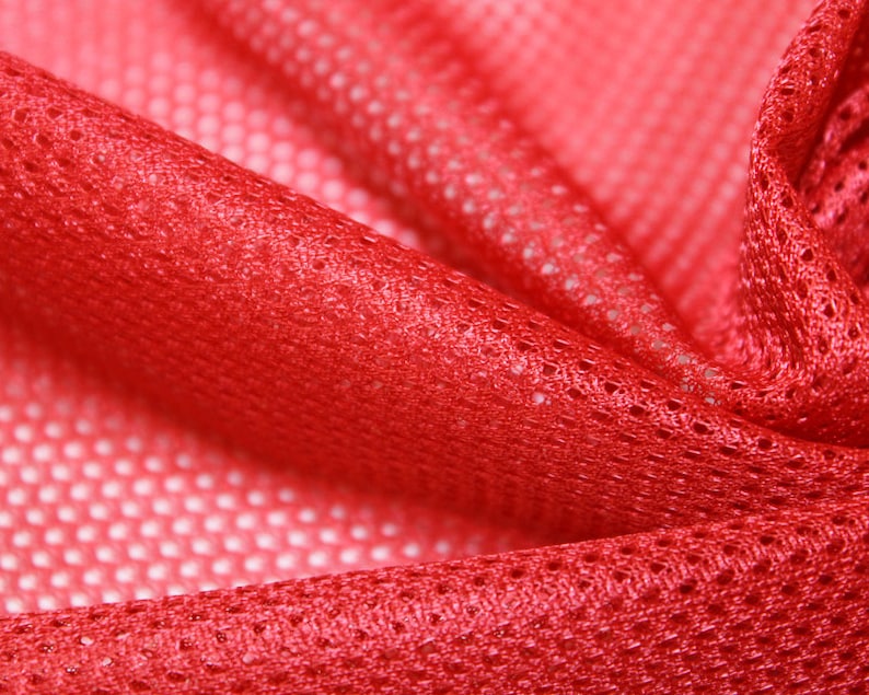 Red Micro Mesh Knit Fabric by the Yard Football Fabric | Etsy