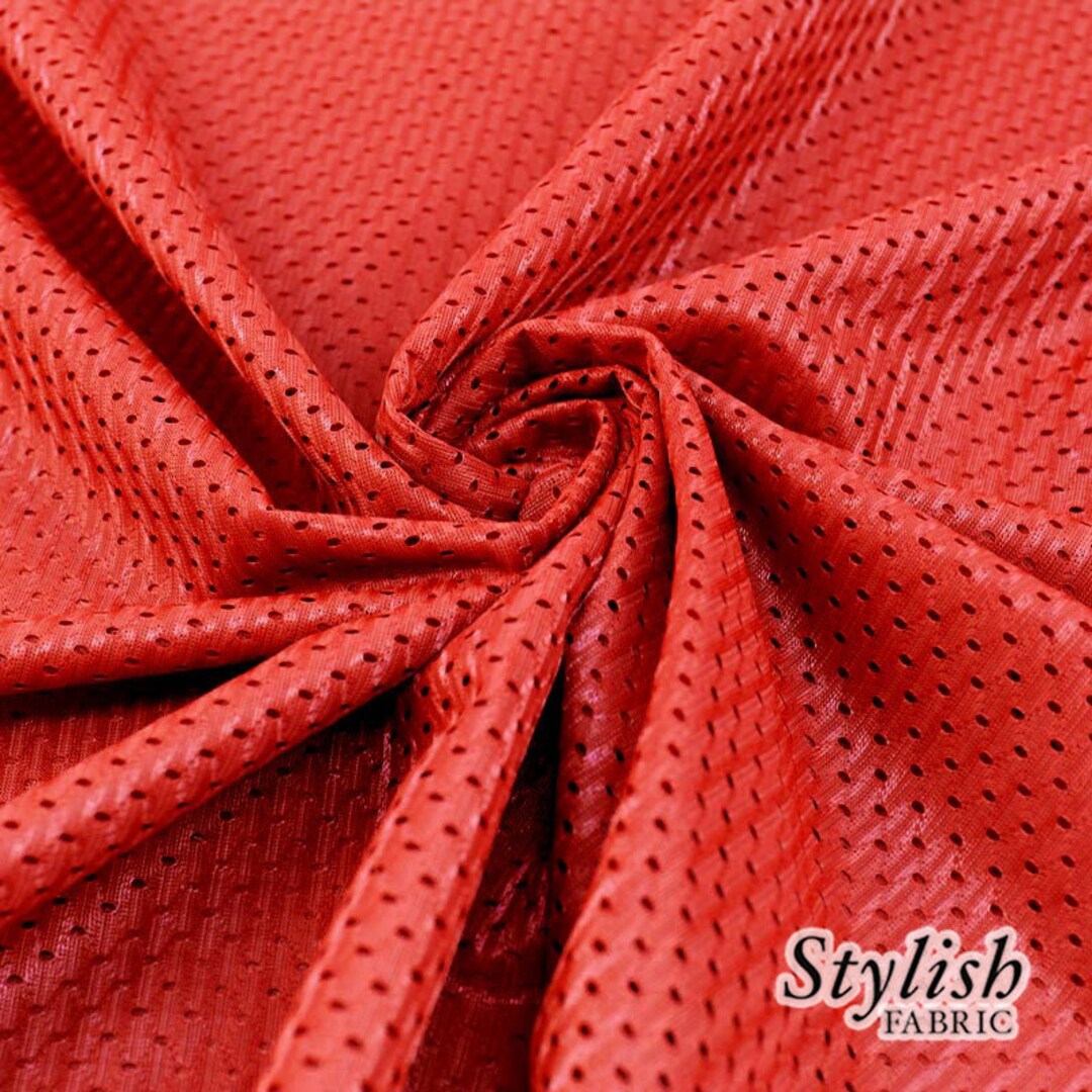 Red Football Mesh Knit Fabric, Football Fabric, Soccer Fabric ...