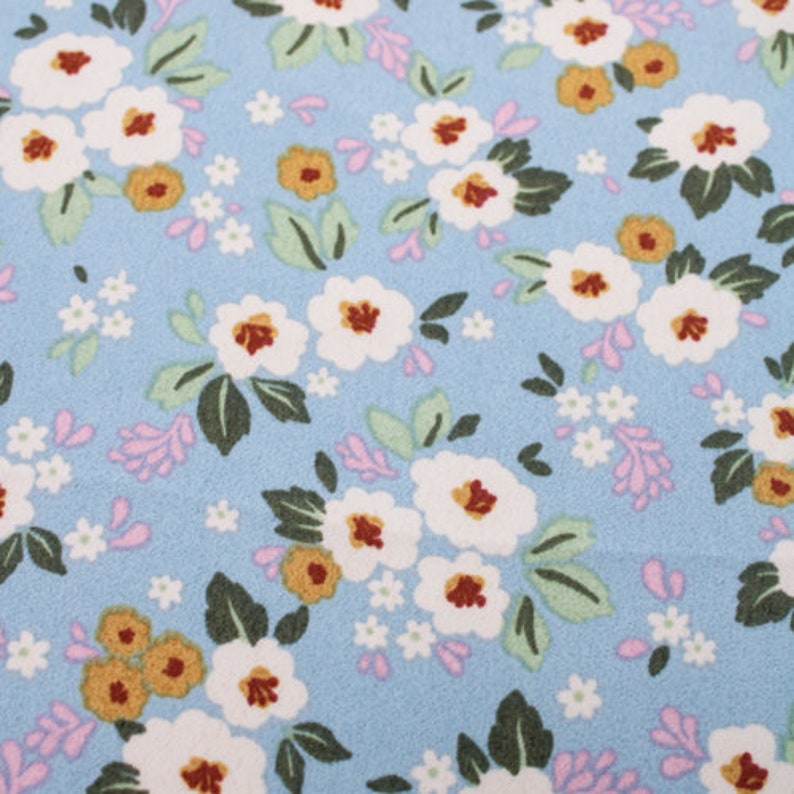 Blue Mimosa Ditsy Floral Pattern Printed Poly Moroccan Fabric - Etsy