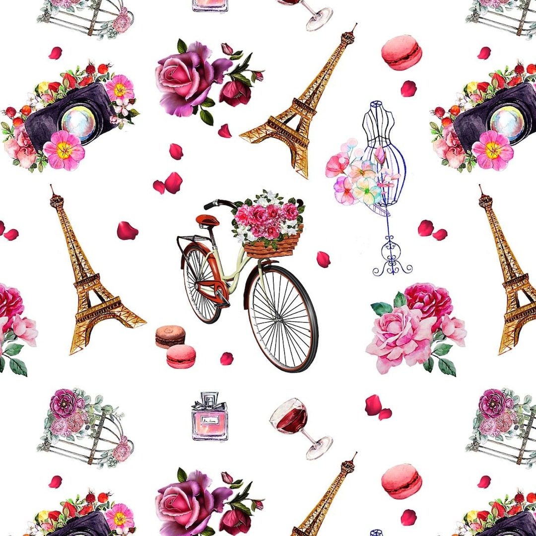 Photograph France Pattern Printed on 100% Cotton Quilting Fabric by the ...