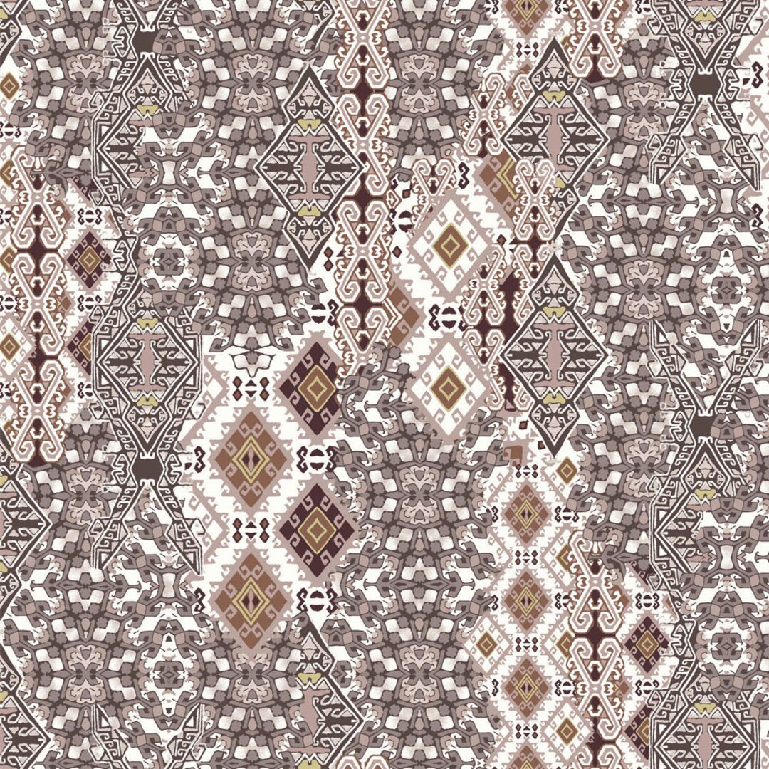 Camel Sage Ethnic Pattern Printed on Rayon Crepon Fabric by the Yard ...
