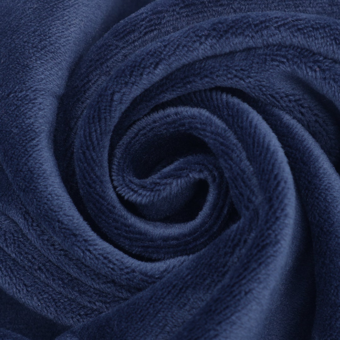 62/63 Navy Solid Color French Velvet Velour Poly Spandex Fabric by the ...