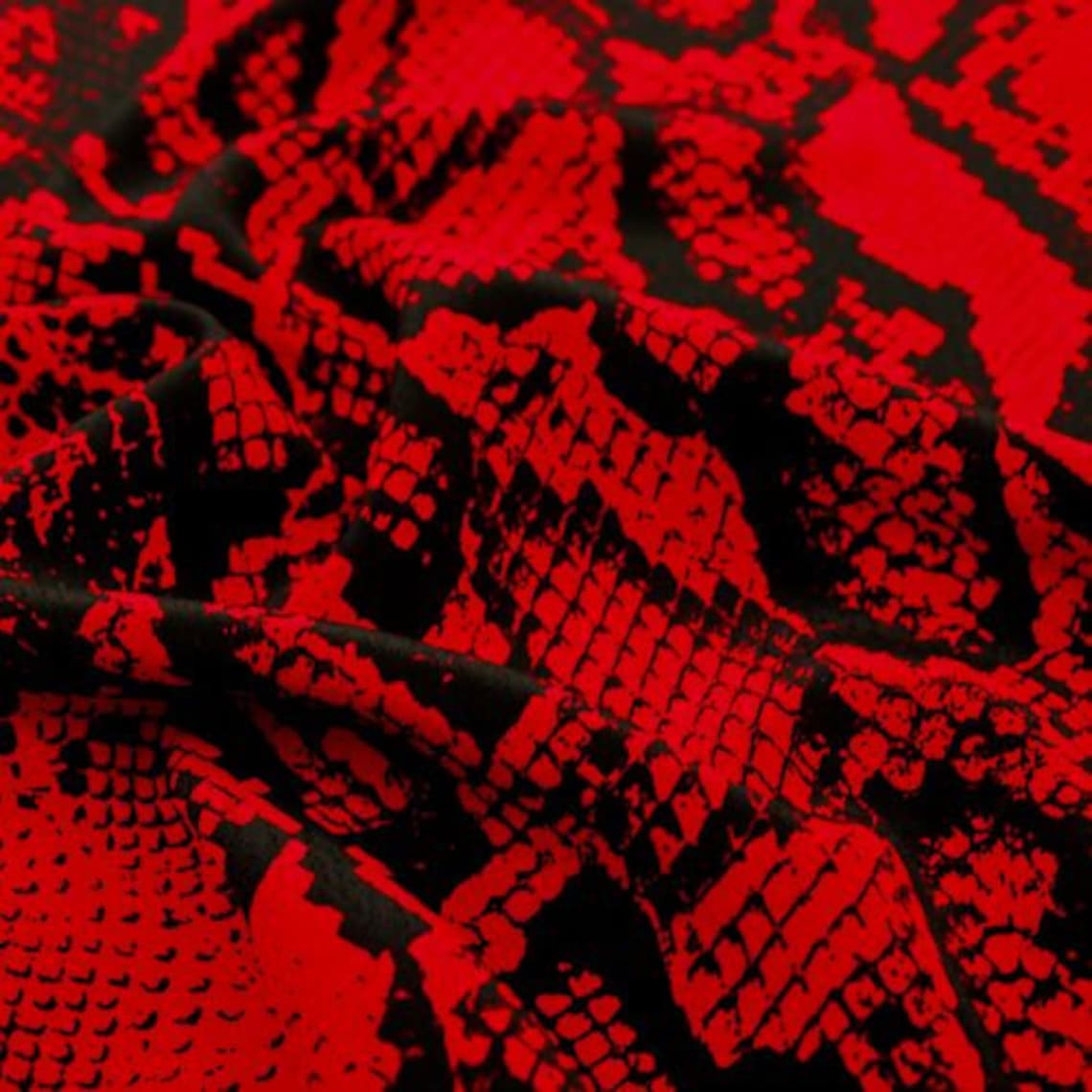 Red Black Snake Skin Pattern Printed Poly Moroccan Fabric by | Etsy