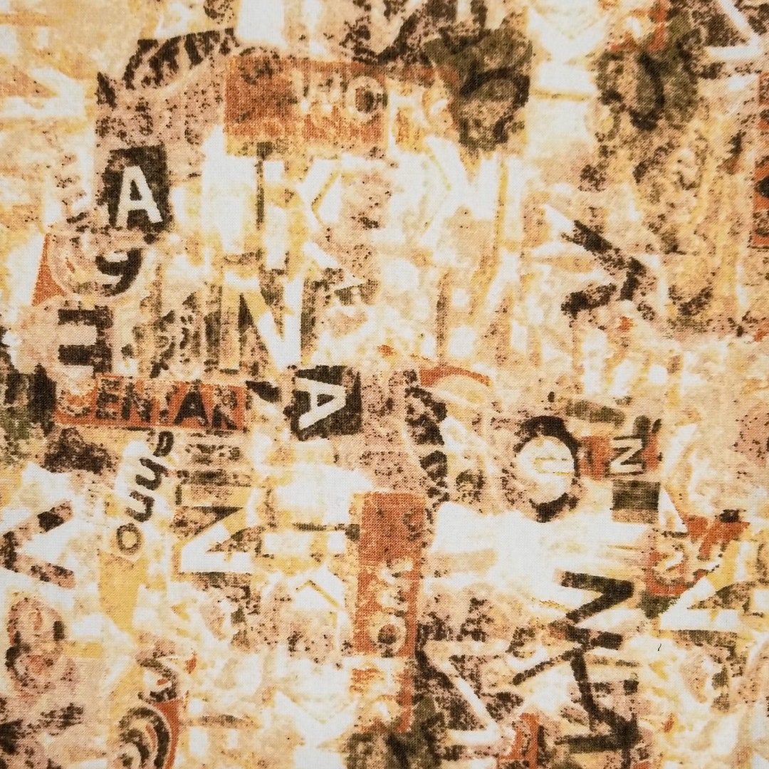 Hazel Olive Scrambled Letter Printed on French Terry Spandex Fabric ...