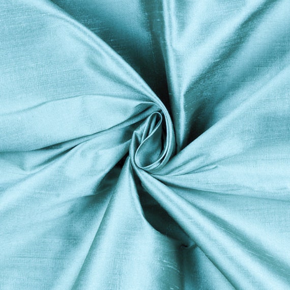Aqua Shiny Shantung Satin Fabric by the Yard DIY Crafts | Etsy
