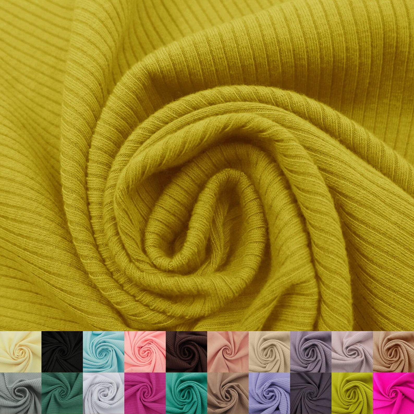 Soft 4x2 Rib Knit Fabric by the Yard – Solid Color | Stretchy, Textured ...